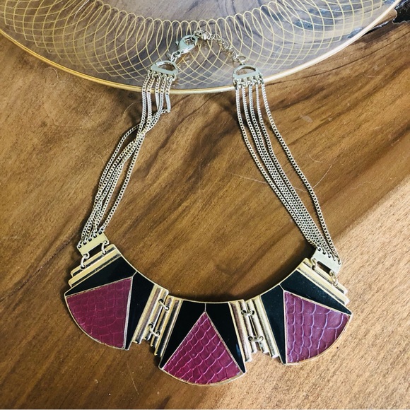 Jewelry | Vintage Express Necklace Black Red Gold 8s 90s | Poshmark